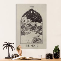 Bilderwelten Leinwandbild Vintage Kunstdruck beige - Tarot - Der Mond - Retro XXL Wohnzimmer Schlafzimmer