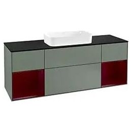 Villeroy & Boch Villeroy und Boch Finion Waschtischunterschrank G332HBGM 160cm, Abdeckplatte black matt, Emotion, Regale Peony matt lacquer, Olive Matt Lacquer