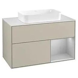 Villeroy & Boch Villeroy und Boch Finion Waschtischunterschrank F251GJHH 100x60,3cm, Abdeckplatte white matt, Regal rechts Light grey matt, Sand Matt Lacquer