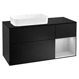 Villeroy & Boch Villeroy und Boch Finion Waschtischunterschrank F282GJPD 120cm, Abdeckplatte black matt, Regal rechts Light grey matt, Black matt lacquer