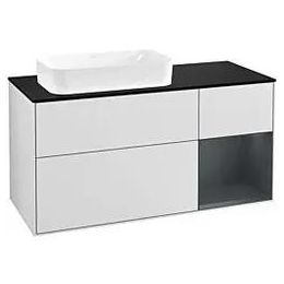 Villeroy & Boch Villeroy und Boch Finion Waschtischunterschrank F282HGMT 120cm, Abdeckplatte black matt, Regal rechts Midnight Blue Matt Lacquer, White matt lacquer