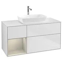 Villeroy & Boch Villeroy und Boch Finion Waschtischunterschrank G821HHMT 120cm, Abdeckplatte white matt, Emotion, Regale sand matt lacquer, White matt lacquer