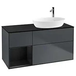 Villeroy & Boch Villeroy und Boch Finion Waschtischunterschrank G922PDHG 120cm, Abdeckplatte black matt, Emotion, Regale Black matt lacquer, Midnight Blue Matt Lacquer