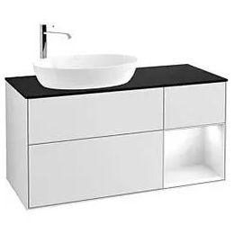 Villeroy & Boch Villeroy und Boch Finion Waschtischunterschrank G932GFMT 120cm, Abdeckplatte black matt, Emotion, Regale Glossy white lacquer, White matt lacquer