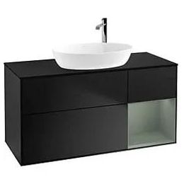 Villeroy & Boch Villeroy und Boch Finion Waschtischunterschrank G952GMPD 120cm, Abdeckplatte black matt, Emotion, Regale Olive matt lacquer, Black matt lacquer