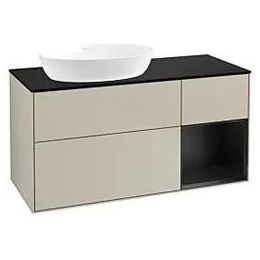 Villeroy & Boch Villeroy und Boch Finion Waschtischunterschrank GA52PDHH 120cm, Abdeckplatte black matt, Emotion, Regale Black matt lacquer, Sand Matt Lacquer