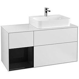 Villeroy & Boch Villeroy und Boch Finion Waschtischunterschrank G141PHMT 120cm, Abdeckplatte white matt, Emotion, Regal links Glossy Black Lacquer, White matt lacquer