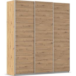 Schwebetürenschrank Rauch "Kleiderschrank Schrank Garderobe AGORDO mit Dekor- oder Hochglanzfront" Schränke Gr. B/H/T: 203 cm x 229 cm x 62 cm, 3 St., braun (eiche artisan) durchdachte Innenausstattung, in 4 Breiten und 2 Höhen MADE IN GERMANY