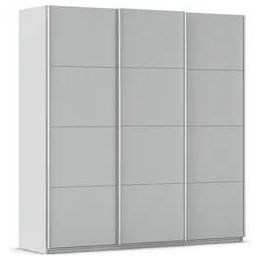 Schwebetürenschrank Rauch "Kleiderschrank Schrank Garderobe AGORDO mit Dekor- oder Hochglanzfront" Schränke Gr. B/H/T: 203cm x 210cm x 62cm, 3 St., grau (seidengrau) durchdachte Innenausstattung, in 4 Breiten und 2 Höhen MADE IN GERMANY