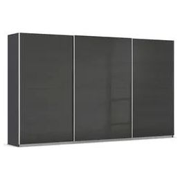 Schwebetürenschrank Rauch "Kleiderschrank Schrank Garderobe AGORDO mit Dekor- oder Hochglanzfront" Schränke Gr. B/H/T: 360cm x 210cm x 62cm, 3 St., grau (graumetallic/hochglanz effektgrau) durchdachte Innenausstattung, in 4 Breiten und 2 Höhen MADE IN GERMANY