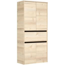 Midischrank SAPHIR "Quickset 393" Schränke Gr. B/H/T: 66,8 cm x 145,6 cm x 33 cm, 4 St., beige (polar pinie quer nachbildung)