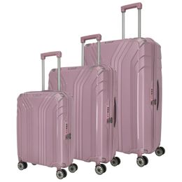 Trolleyset Travelite "ELVAA S/M/L" rosa (rosé) Koffer-Sets Kofferset Reisegepäck Reisekoffer Hartschalenkoffer TSA Schloss