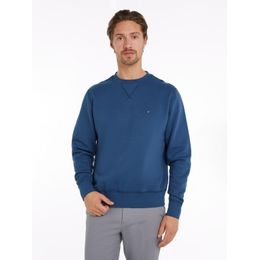 Sweatshirt Tommy Hilfiger "ESSENTIAL FLEECE CREWNECK" Gr. L, blau (aegean sea) Herren Sweatshirts mit Tommy Hilfiger Logostickerei