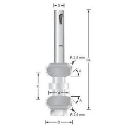 Doppel-Fasefräser/Abrundfräser verstellbar – S = 12 mm