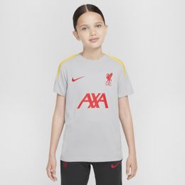 FC Liverpool Strike Third Nike Dri-FIT Kurzarm-Fußballoberteil aus Strickmaterial (ältere Kinder) - Grau