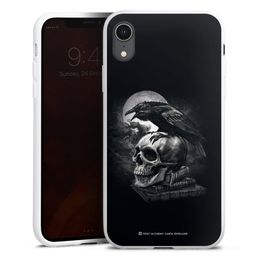 DeinDesign iPhone Xr Handy Silikon H&uuml;lle Case wei&szlig; Handyh&uuml;lle Raven Skulls Skull Silikon Case
