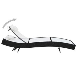vidaXL Sonnenliege mit Kissen Poly-Rattan Schwarz