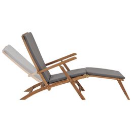 vidaXL Liegestuhl mit Auflage Dunkelgrau Massivholz Teak