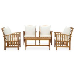 vidaXL 5-tlg. Garten-Lounge-Set mit Auflagen Massivholz Akazie