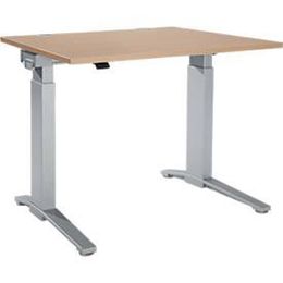 Schäfer Shop Schäfer Shop Genius Schreibtisch PLANOVA ERGOSTYLE, elektrisch höhenverstellbar, Rechteck, C-Fuß, B 1200 x T 800 x H 715-1182 mm, Eiche/weißalu