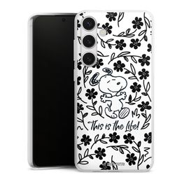 DeinDesign Galaxy S24+ Handy Silikon H&uuml;lle Case transparent Handyh&uuml;lle Peanuts Flowers Snoopy Silikon Case