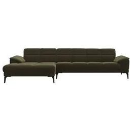 Ecksofa FLEXLUX "Viale L-Form, mit attraktiver Rückensteppung" Sofas Gr. B/H/T: 297cm x 160,5cm x 74cm, Velvet, Chaiselongue links, grün (moos grün) Sitzaufbau mit hochwertigem Kaltschaum für mehr Sitzkomfort