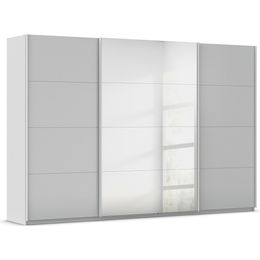 Schwebetürenschrank Rauch "Kleiderschrank Kleiderschränke Schrank Garderobe AGORDO mit Glasfront" Schränke Gr. B/H/T: 315 cm x 210 cm x 62 cm, 3 St., grau (seidengrau, glas seidengrau) durchdachte Innenausstattung, in 4 Breiten und 2 Höhen MADE IN GERMANY