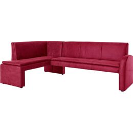 Eckbank exxpo - SOFA FASHION "Cortado, elegant und modern mit hohem Sitzkomfort" Sitzbänke Gr. B/H/T: 157 cm x 89 cm x 244 cm, Luxus-Microfaser, langer Schenkel rechts, rot hohe Bodenfreiheit, schöne Detailverarbeitung, wahlweise Lederbezug