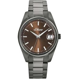 Quarzuhr s.Oliver "2033529" Armbanduhren grau (gunfarben) Herren Armbanduhr, Herrenuhr, Datum