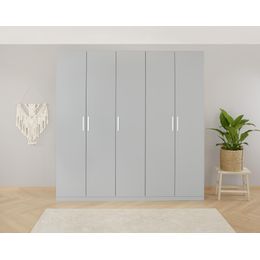 Drehtürenschrank Rauch "Kleiderschrank Schrank Garderobe KOLUNA mit Dekor-Front" Schränke Gr. B/H/T: 226 cm x 229 cm x 54 cm, 5 St., grau (seidengrau) inkl. 2 Innenschubladen sowie extra Einlegeböden MADE IN GERMANY