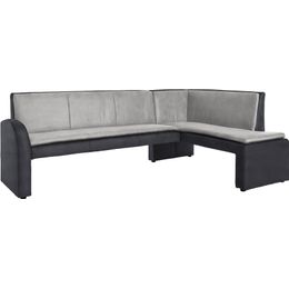 Eckbank exxpo - SOFA FASHION "Cortado, elegant und modern mit hohem Sitzkomfort" Sitzbänke Gr. B/H/T: 157 cm x 89 cm x 244 cm, Kunstleder SOFTLUX-Struktur fein, langer Schenkel links, schwarz (schwarz, grau) hohe Bodenfreiheit, schöne Detailverarbeitung, wahlweise Lederbezug