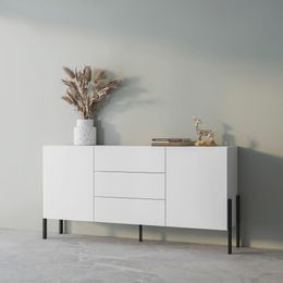 Sideboard Inosign "Jukon, Breite 150 bzw.180 cm, moderne grifflose Kommode" Sideboards Gr. B/H/T: 180 cm x 90 cm x 40 cm, Breite 180 cm, 3, weiß Schubladenschrank 2 Türen3 Schubkästen, push-to-open-Funktion