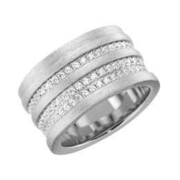 Silberring Giorgio Martello MILANO "mit weißen Zirkonia, Silber 925" Fingerringe Gr. 56, Silber 925 (Sterlingsilber), weiß Damen