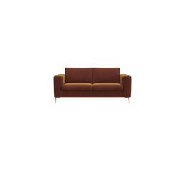 2-Sitzer FLEXLUX "Fiore, super Sitzkomfort durch Kaltschaum im Sitz", braun (cognac), B:164cm H:85cm T:92cm, 100% Polyester, Sofas, breite Armlehnen, F&uuml;&szlig;e Alu