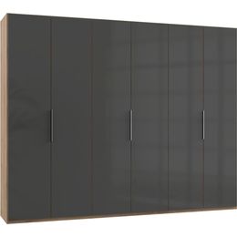 Kleiderschrank wimex "Level by fresh to go" Schränke Gr. B/H/T: 300 cm x 236 cm x 58 cm, 6 St., grau (plankeneichefarben, grauglas) Drehtürenschrank Kleiderschrank Schränke Türen vollflächig mit farbigem Glas