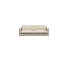 2,5-Sitzer FLEXLUX "Fiore, super bequem durch Kaltschaum im Sitz", wei&szlig; (warm wei&szlig;), B:181cm H:85cm T:92cm, 100% Echteder, Sofas, schmale Armlehnen, F&uuml;&szlig;e Alu+ Eiche