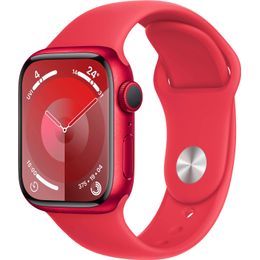 Smartwatch Apple "Watch Series 9 Aluminium" Smartwatches Gr. 41 mm, ohne eSIM, S/M, Sport Band, rot Sport Loop