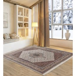 Orientteppich Home Affaire "BB Oriental" Teppiche Gr. B/L: 120 cm x 180 cm, 12 mm, 1 St., braun (cream braun) reine Wolle, handgeknüpft, orientalisches Design, mit Fransen