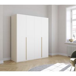 Drehtürenschrank Rauch "Skat Glamour" Schränke Gr. B/H/T: 201 cm x 235 cm x 63 cm, 4 St., weiß (alpinweiß) goldene Griffstange und umfangreiche Innenausstattung