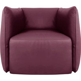 Sessel Egoitaliano "Ludo Loungesessel, Designsessel, Clubsessel, elegant und zeitlos", lila (violett), B:80cm H:68cm T:80cm, Leder NUVOLE (Echtes Rindsleder). Halbnat&uuml;rliches, halbnarbiges Rindsleder mit einer nat&uuml;rlichen K&ouml;rnung von 1, 2 bis 1, 4 mm. Dieses Leder hat eine weiche, wachsartige Haptik mit mattem Aussehen und einem Wolkeneffekt. Es handelt sich um ein Naturleder, das die urspr&uuml;nglich