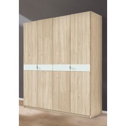 Kleiderschrank Priess "Madrid" Schränke Gr. B/H/T: 185 cm x 193 cm x 54 cm, 4 St., braun (struktureichefarben hell, weißglas) mit farbiger Glasauflage