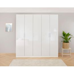 Drehtürenschrank Rauch "Koluna" Schränke Gr. B/H/T: 226 cm x 210 cm x 54 cm, 5 St., weiß (alpinweiß, hochglanz weiß) Hochglanzfront, inkl. 2 Innenschubladen sowie extra Böden