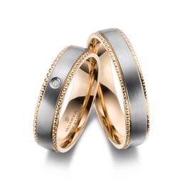 Partnerring MARRYA "MARRYA Titan Ringe Trauringe Eheringe Partnerringe" Fingerringe Gr. 48, Titan, rosegold (damen ring, silber, rosé) Damen