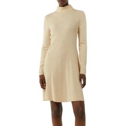 comma, Strickkleid COMMA Gr. 44, N-Gr, beige Damen Kleider mit Rippstruktur