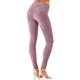 Leggings Lascana Gr. 40/42, N-Gr, rosa Damen Hosen aus weichem Material in Cord-Optik, Loungewear