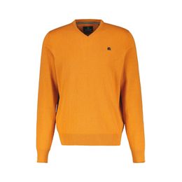 Strickpullover Lerros "Lerros V-Neck-Strickpullover mit Kaschmiranteil" Gr. XL, orange (pumpkin orange) Herren Pullover