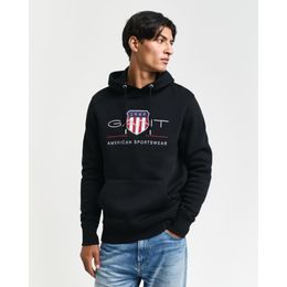 Hoodie Gant "REG ARCHIVE SHIELD HOODIE" Gr. XXXL, schwarz (black) Herren Sweatshirts mit modischer Logostickerei auf der Brust