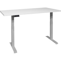 Mäusbacher Schreibtisch MÄUSBACHER "Big System Office" Tische Gr. B: 140cm, silberfarben (silber, weiß matt lack, silber, lack) Breite 140 cm, elektrisch höhenverstellbar