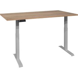 Mäusbacher Schreibtisch MÄUSBACHER "Big System Office" Tische Gr. B: 160cm, silberfarben (silber, eiche sägerau, silber, sägerau) Breite 160 cm, elektrisch höhenverstellbar