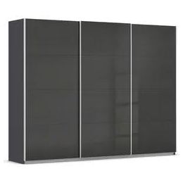 Schwebetürenschrank Rauch "Kleiderschrank Schrank Garderobe AGORDO mit Dekor- oder Hochglanzfront" Schränke Gr. B/H/T: 271cm x 210cm x 62cm, 3 St., grau (graumetallic/hochglanz effektgrau) durchdachte Innenausstattung, in 4 Breiten und 2 Höhen MADE IN GERMANY